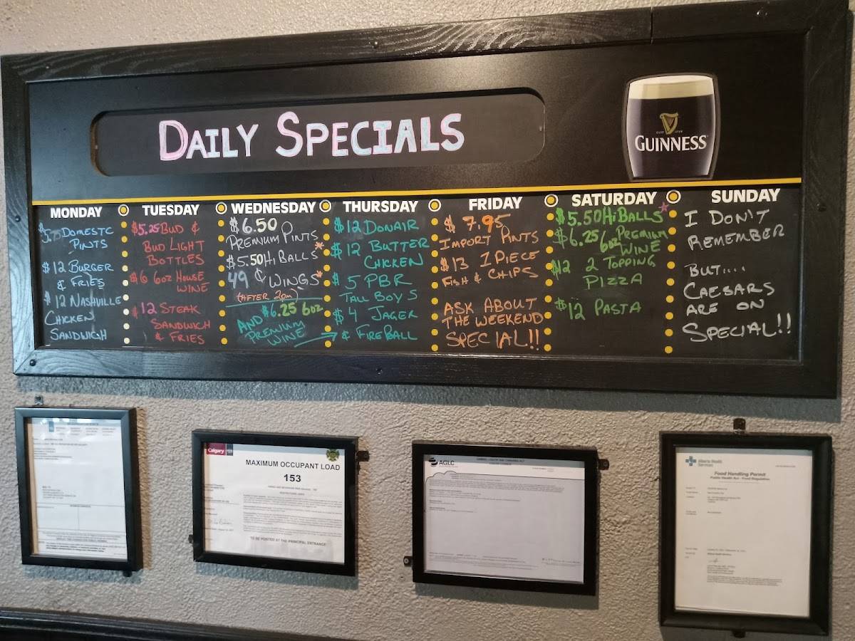 Menu at Red Crowns Pub, Calgary, 523 Woodpark Blvd SW #20