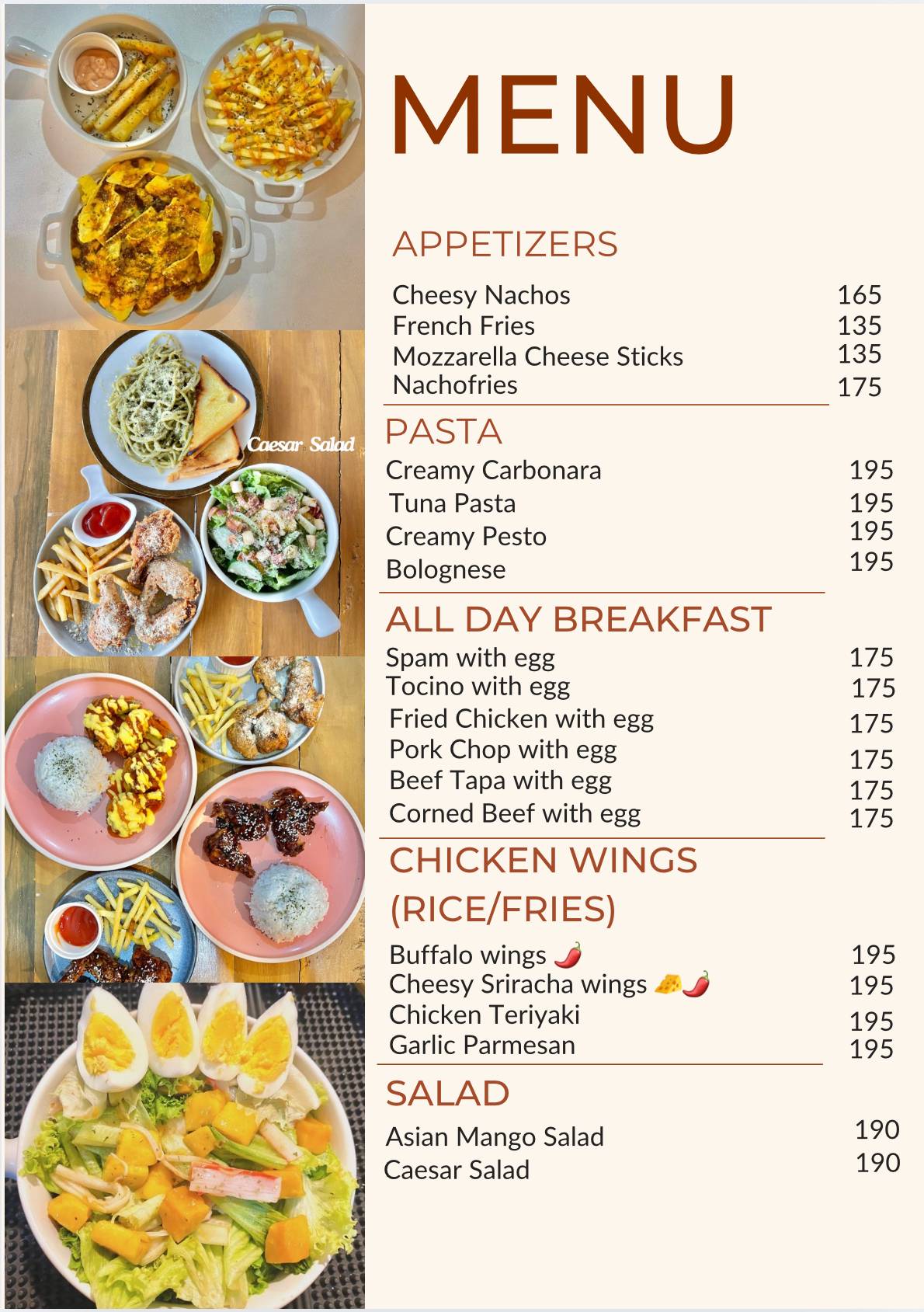 Menu at Cali Brew Cafe, Lipa