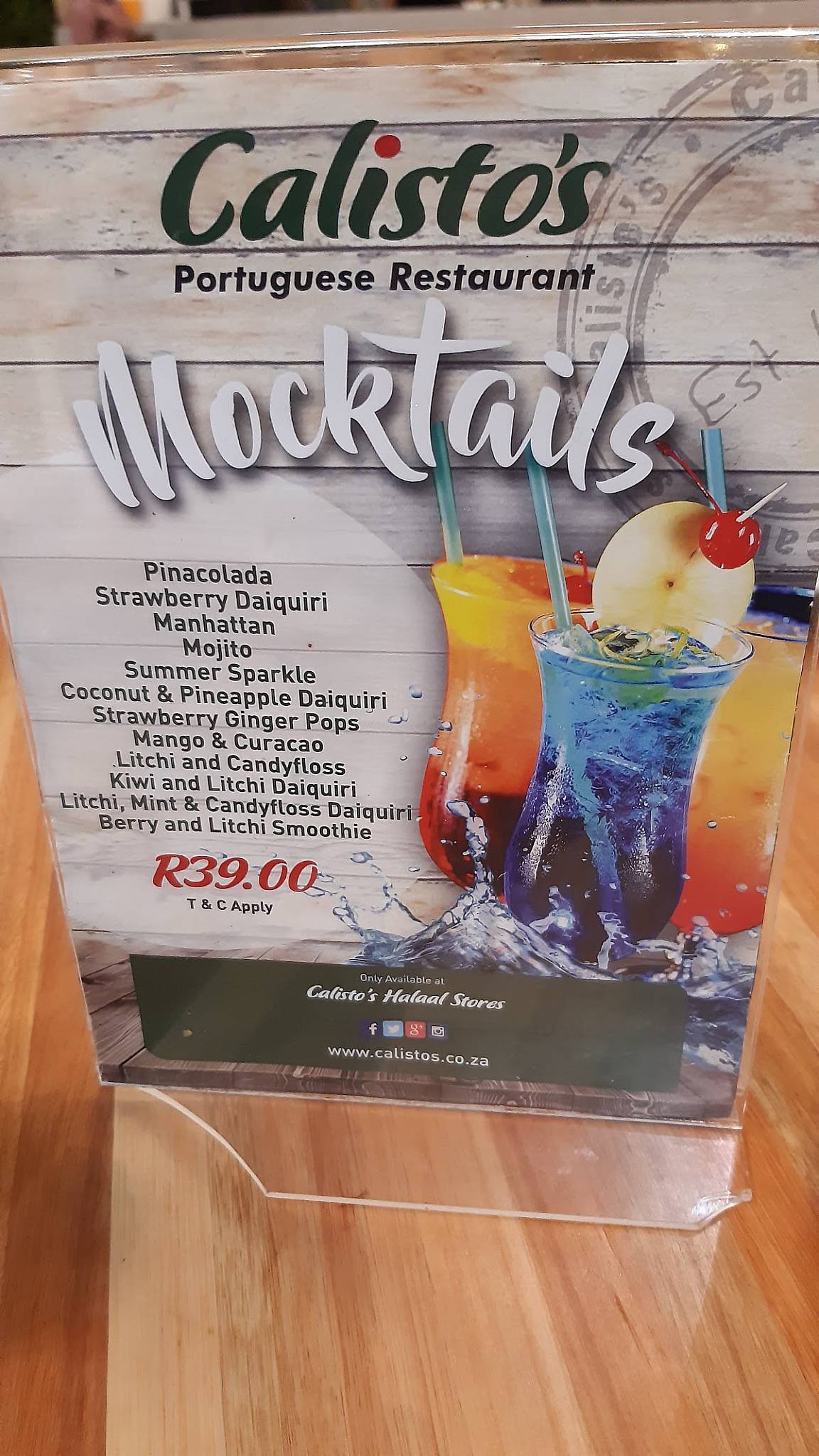 Menu at Calisto's Umhlanga restaurant, Umhlanga, Shop EO66 (Food Court ...