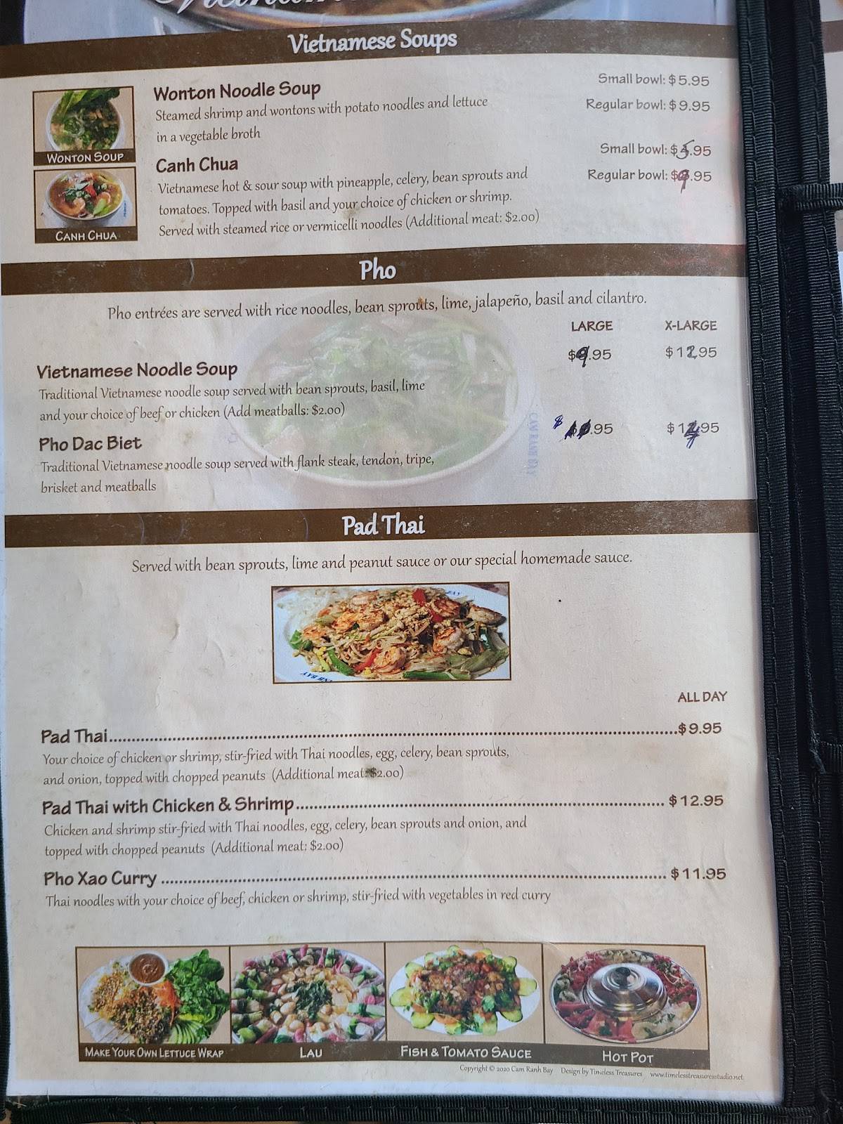 Menu at Cam Ranh Bay restaurant, Banner Elk