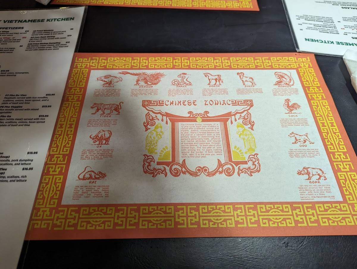 Menu at Cam Ranh Bay restaurant, Hopkins