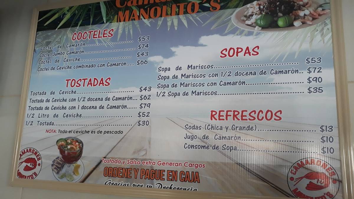 Menu at Camarones "Los Manolitos" restaurant, Chihuahua