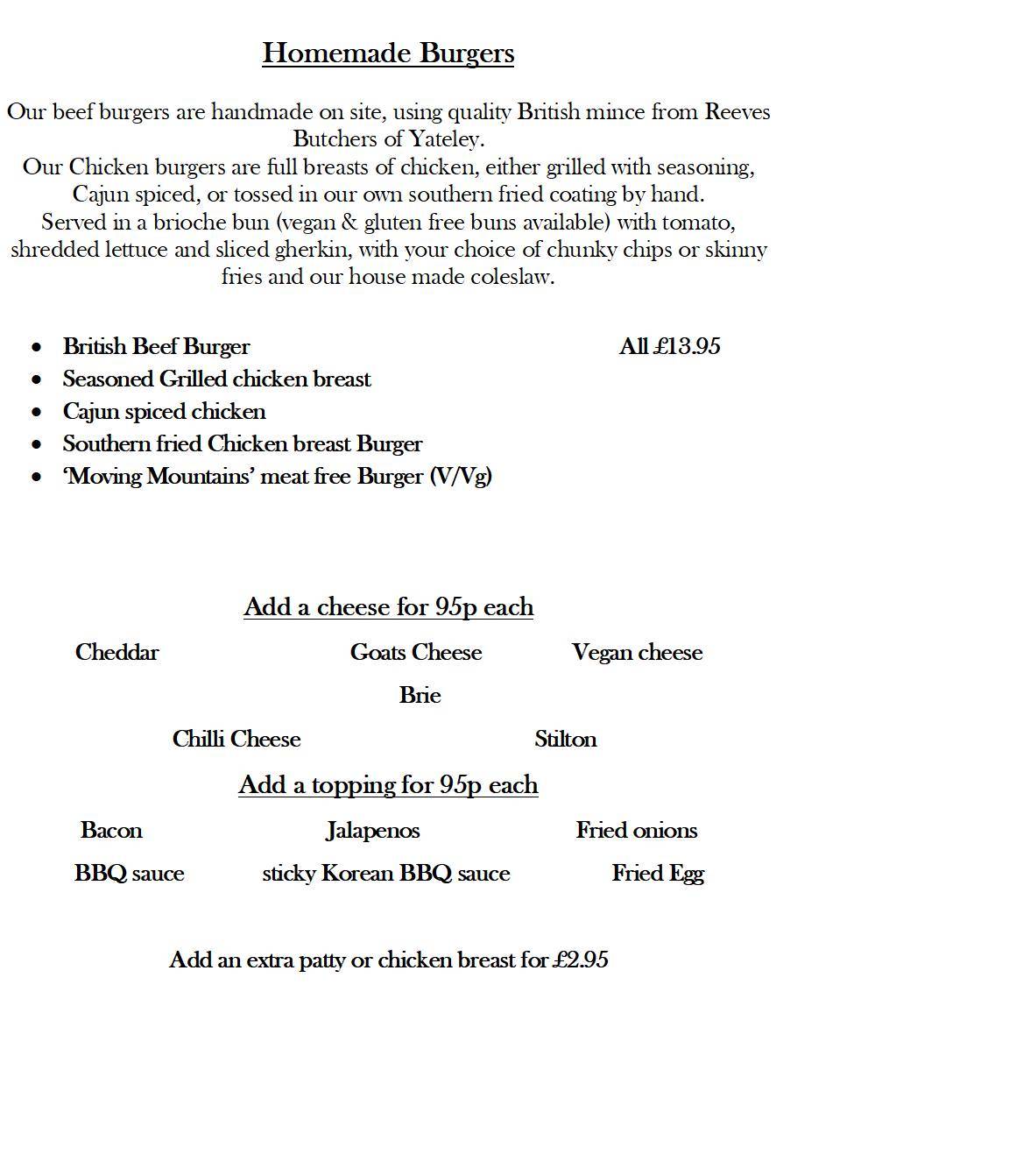 Menu at The Bear pub & bar, Camberley