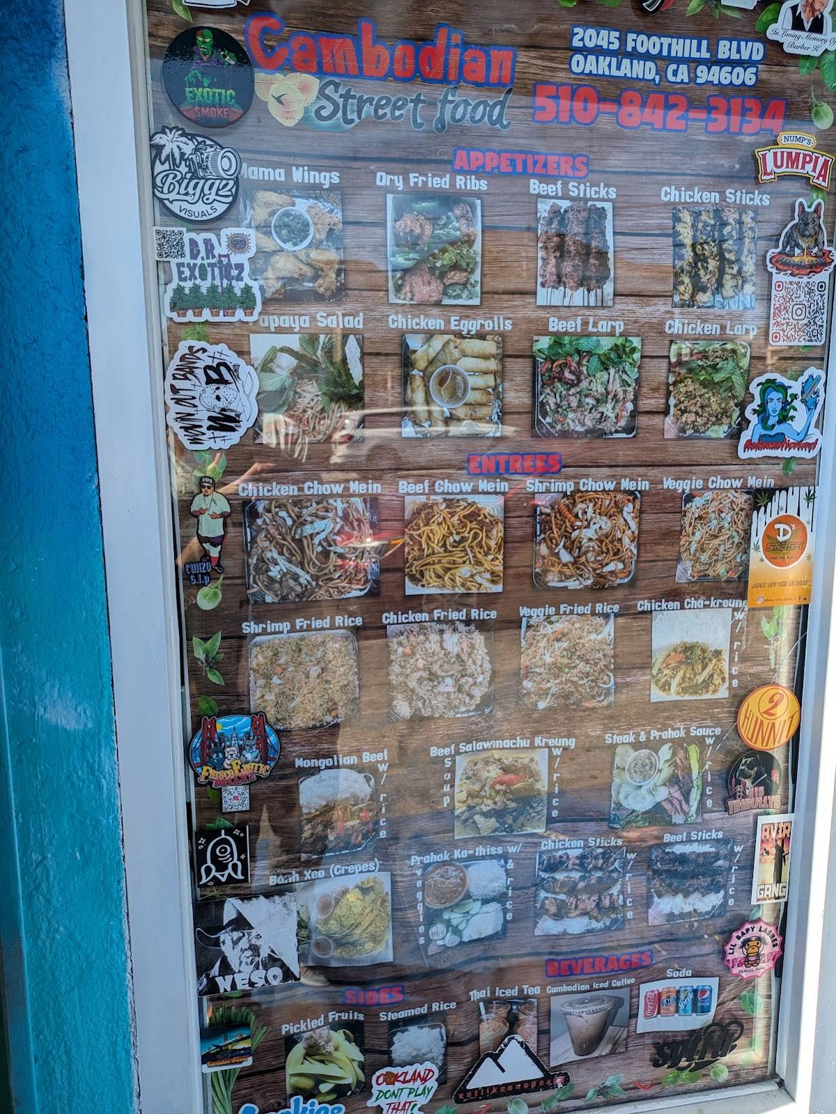 Menu at Cambodian Street Food restaurant, Oakland