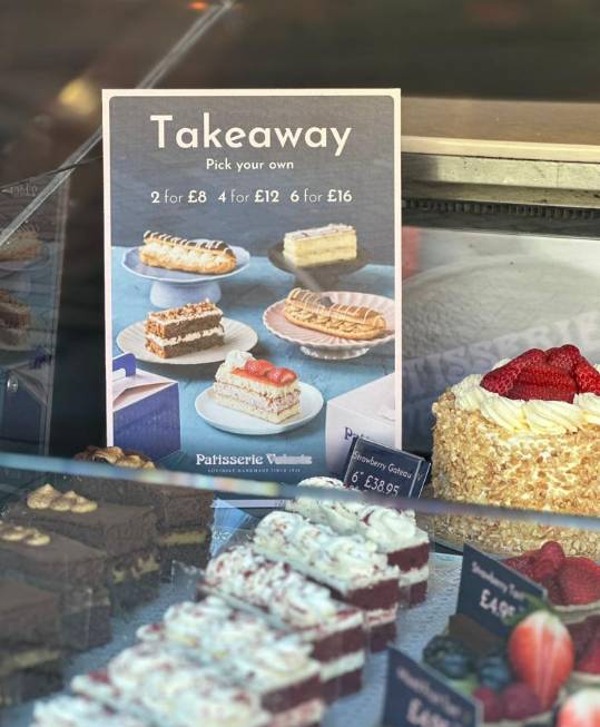 Menu at Patisserie Valerie cafe, Cambridge, 1-2 Bridge St