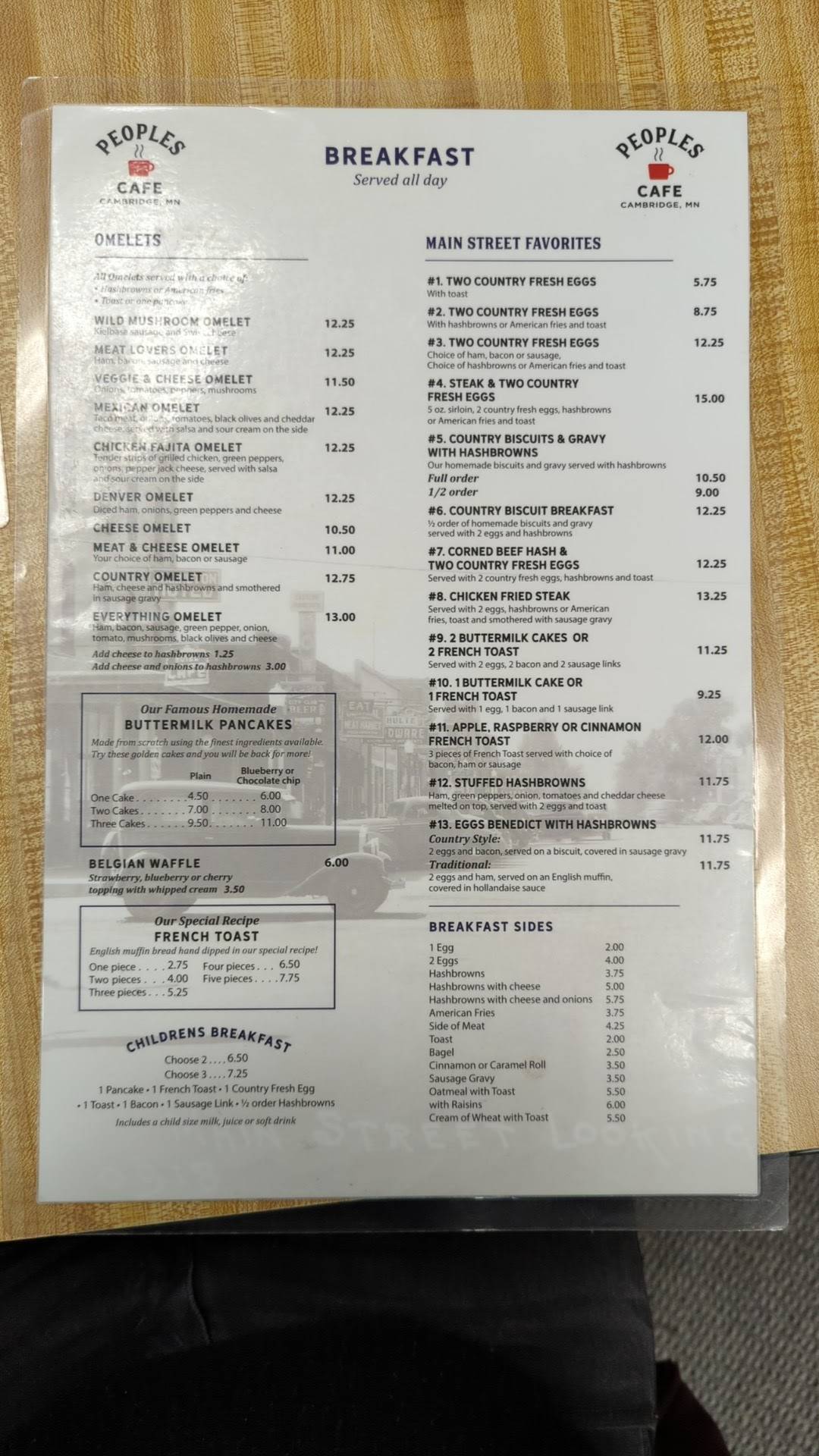 Menu at People's Cafe, Cambridge