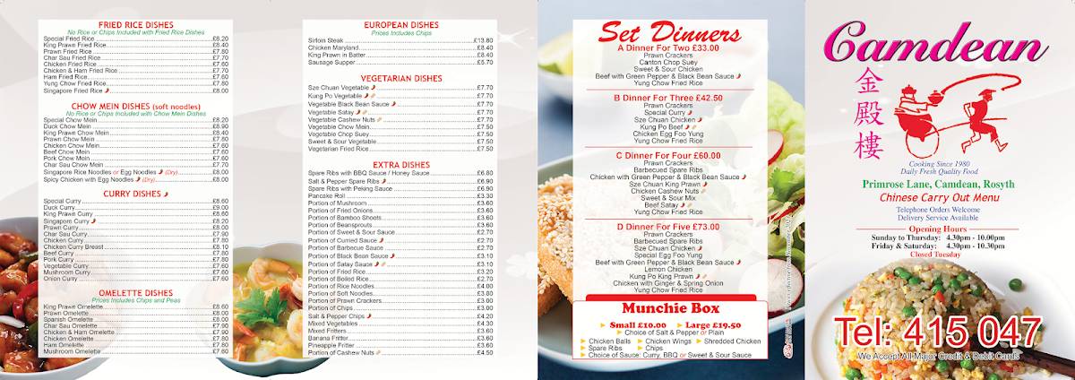 Menu at Camdean Chinese Carry Out fast food, Dunfermline