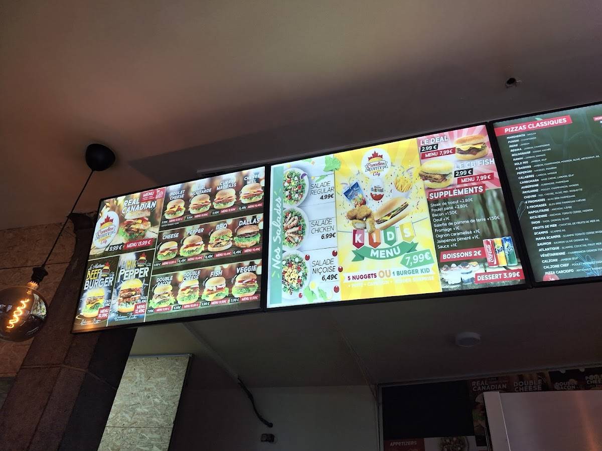 Menu au Canadian burgers and pizza SPA, Spa