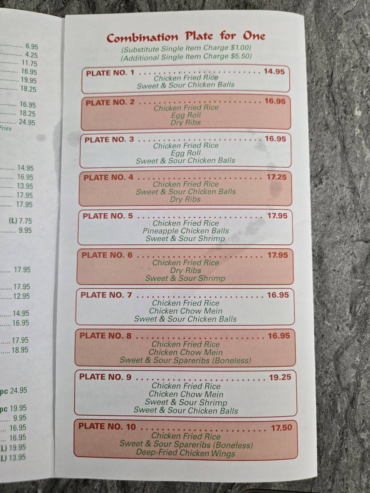 Menu at Canton Chinese & Western Restaurant, High Level