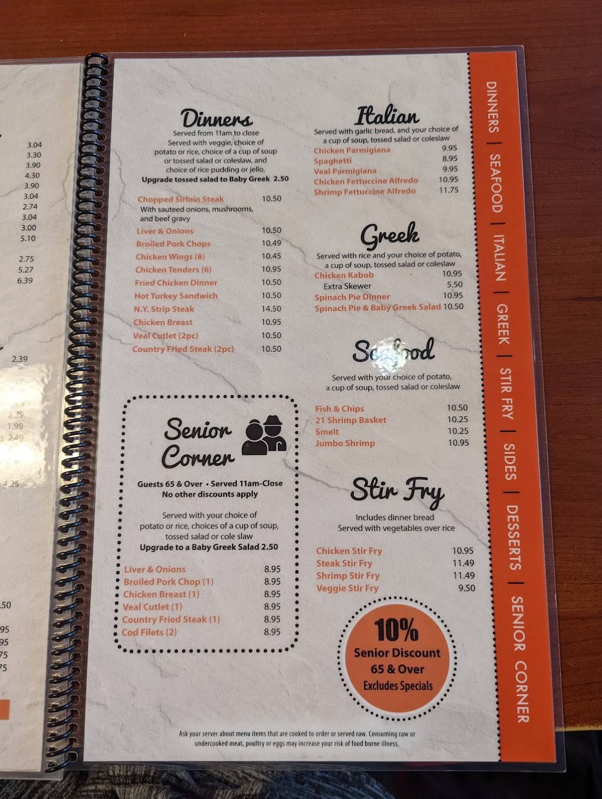 Menu at M & M Cafe, Canton
