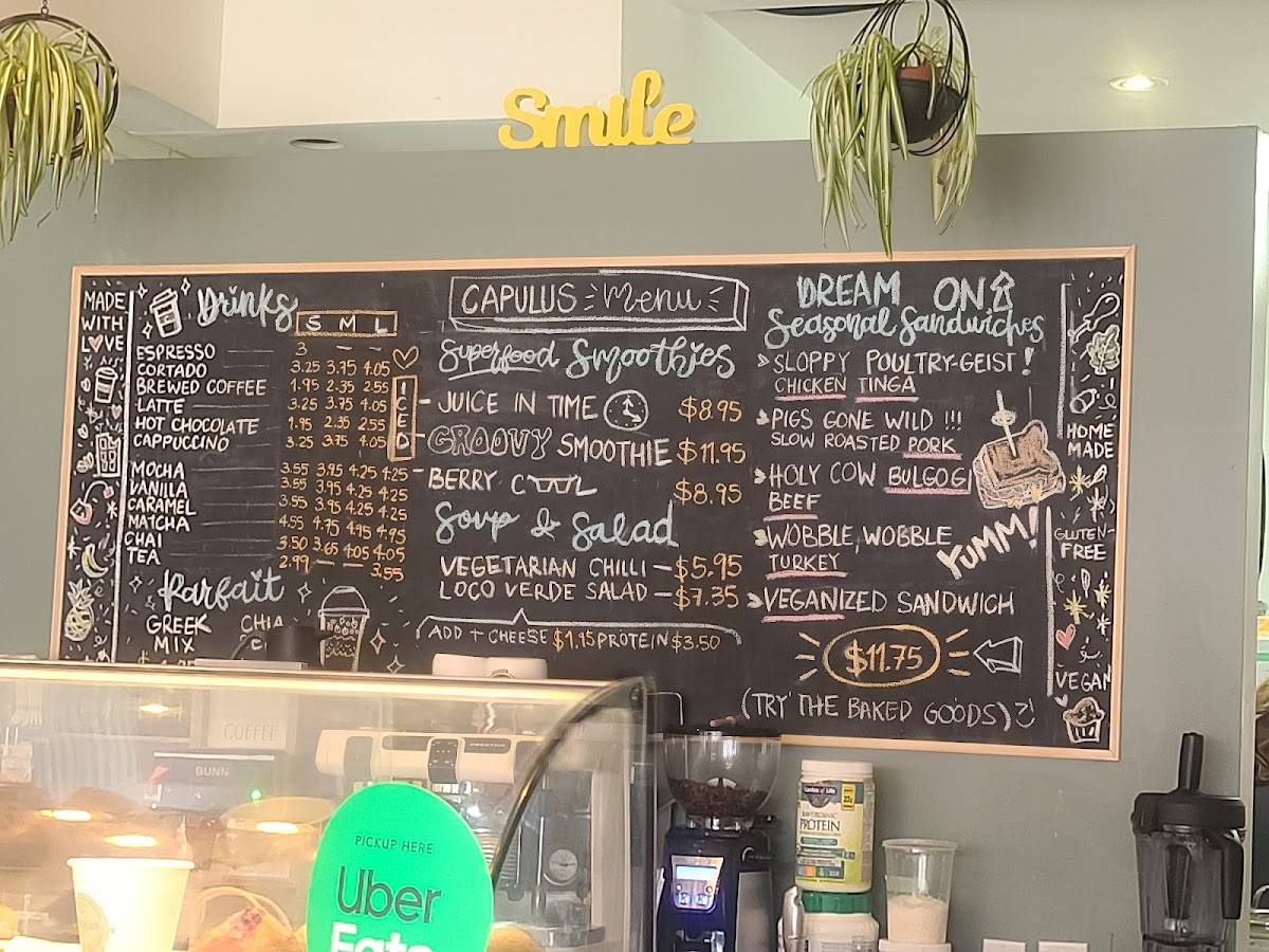 Menu at Capulus Coffee House, Toronto