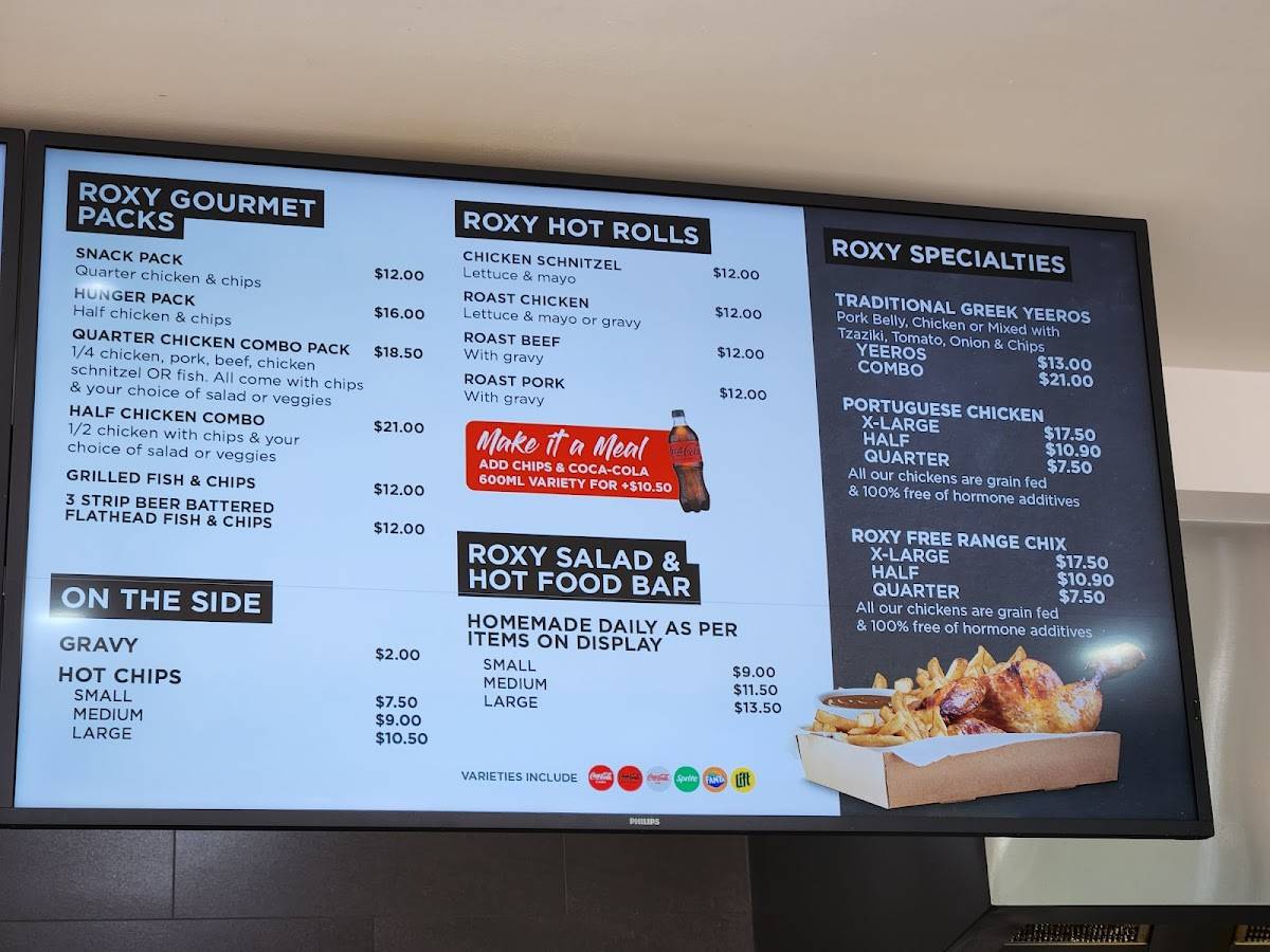 Menu at Roxy gourmet bar, Caringbah