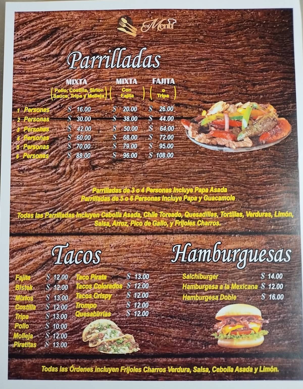Menu at Carnes Asadas Don Omar restaurant, Rio Grande City