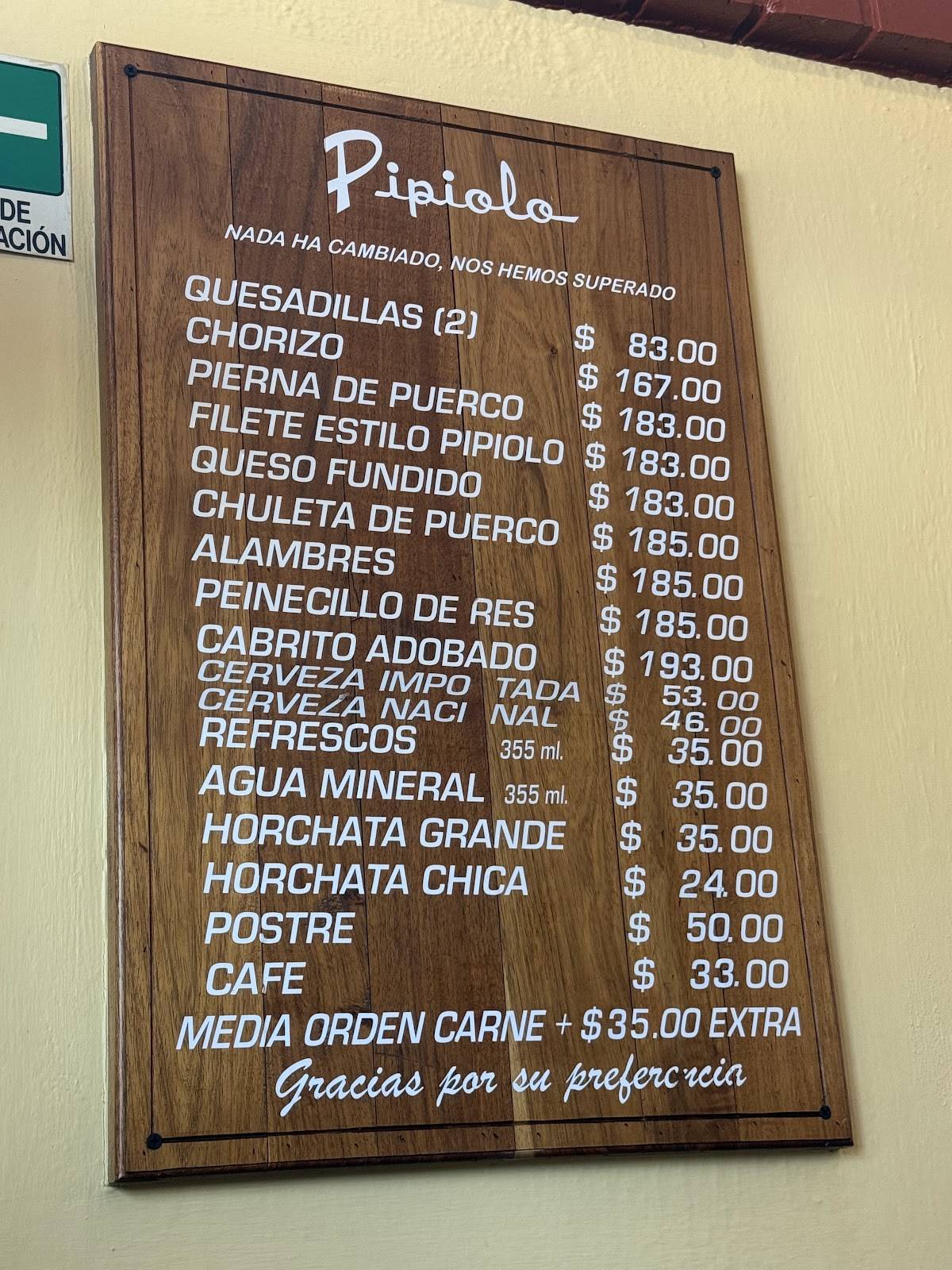 Carta de parrilla Carnes Asadas Pipiolo - Del Sol, Zapopan, Ahuizotl 846