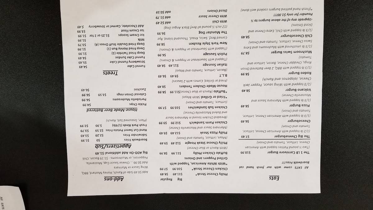 Menu at Carnival Cafe, Rogersville