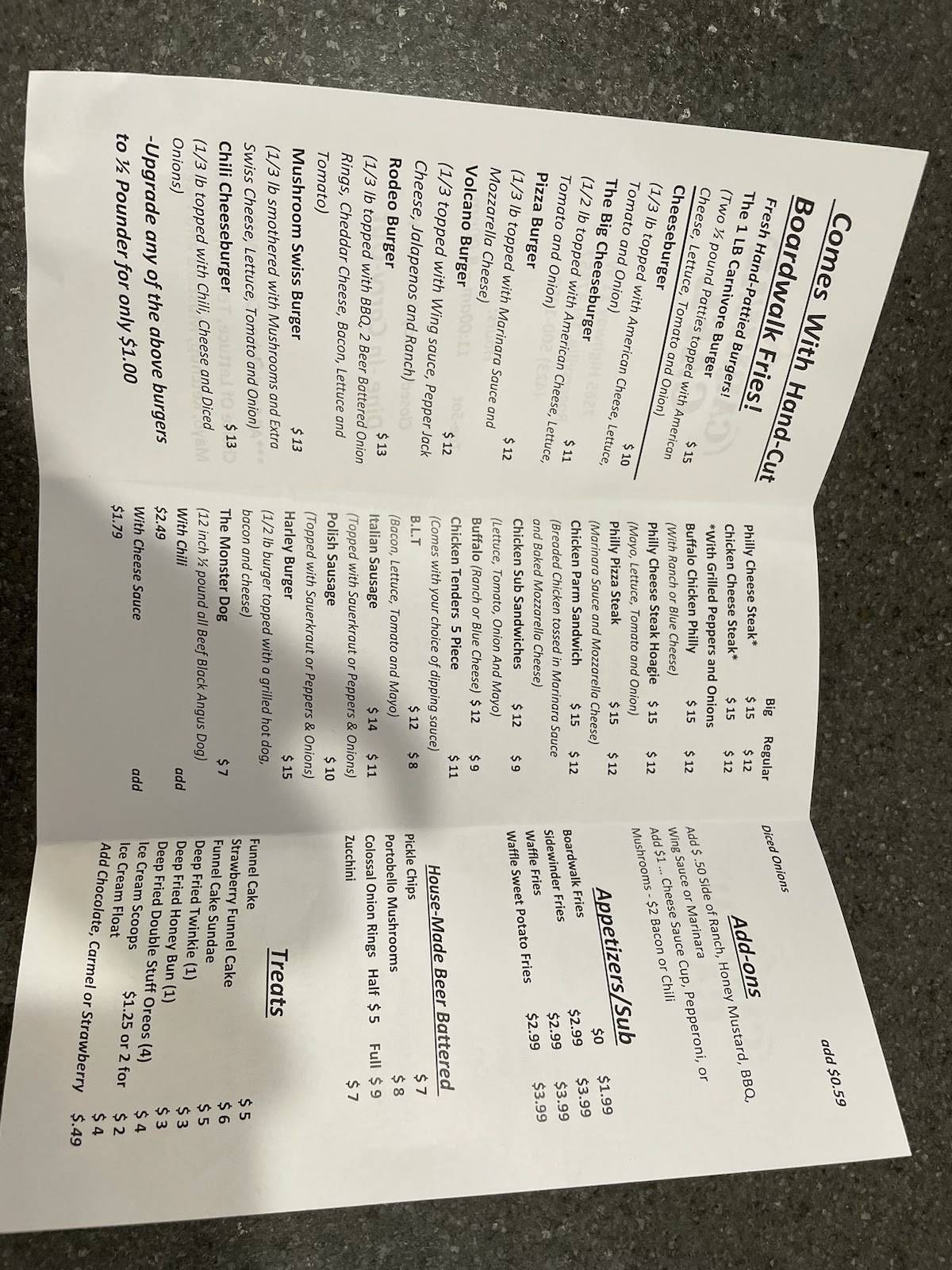 Menu at Carnival Cafe, Rogersville