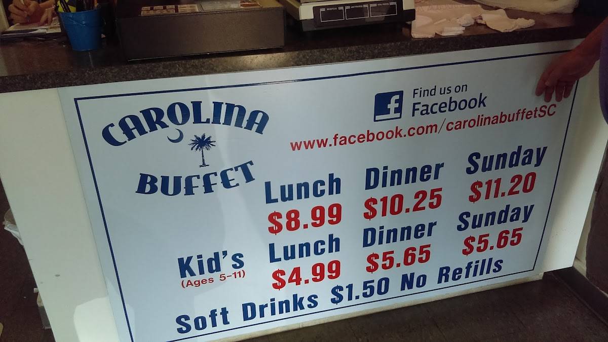 Menu at Carolina Buffet restaurant, West Columbia