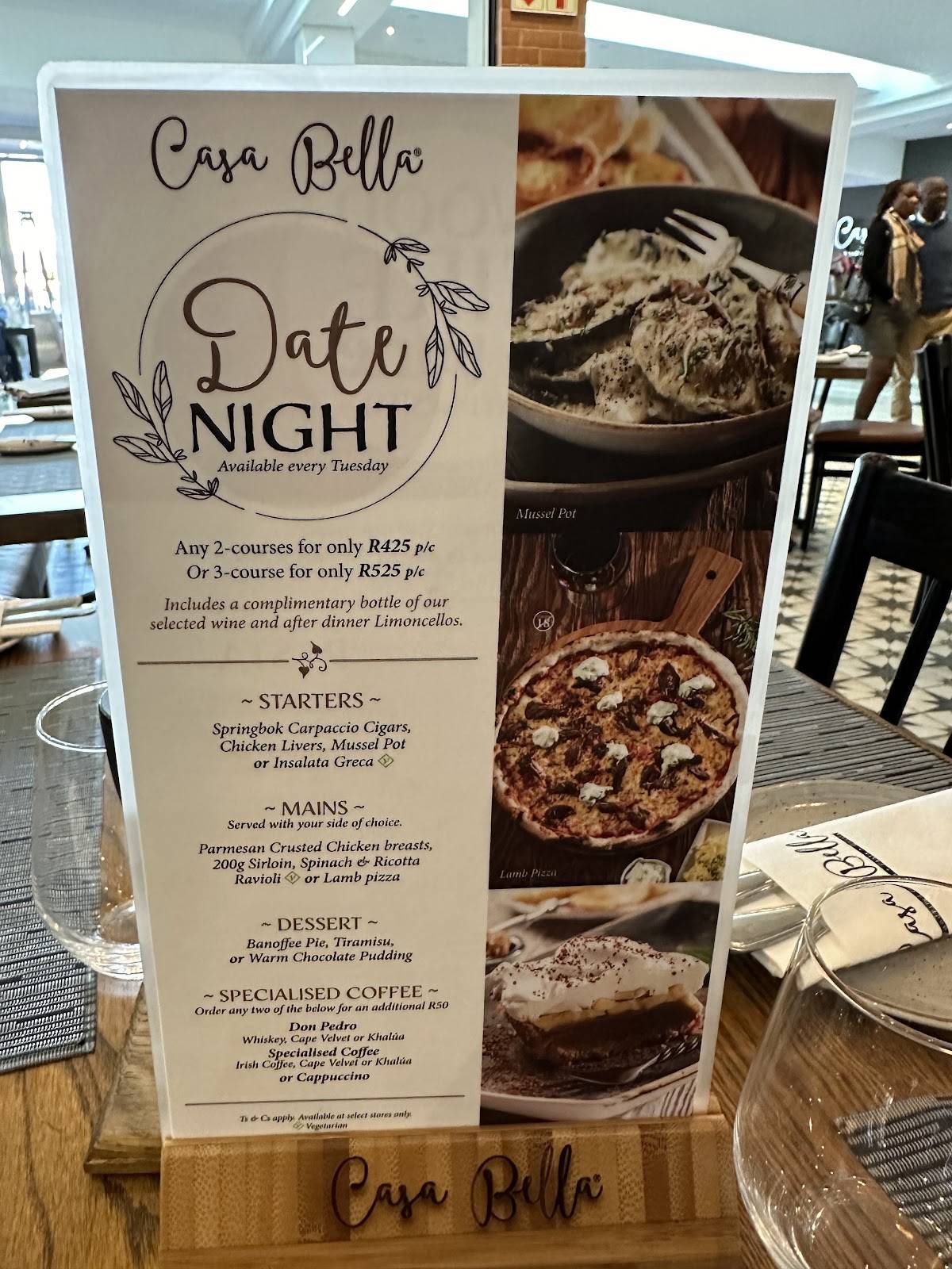 Menu at Casa Bella Menlyn restaurant, Pretoria
