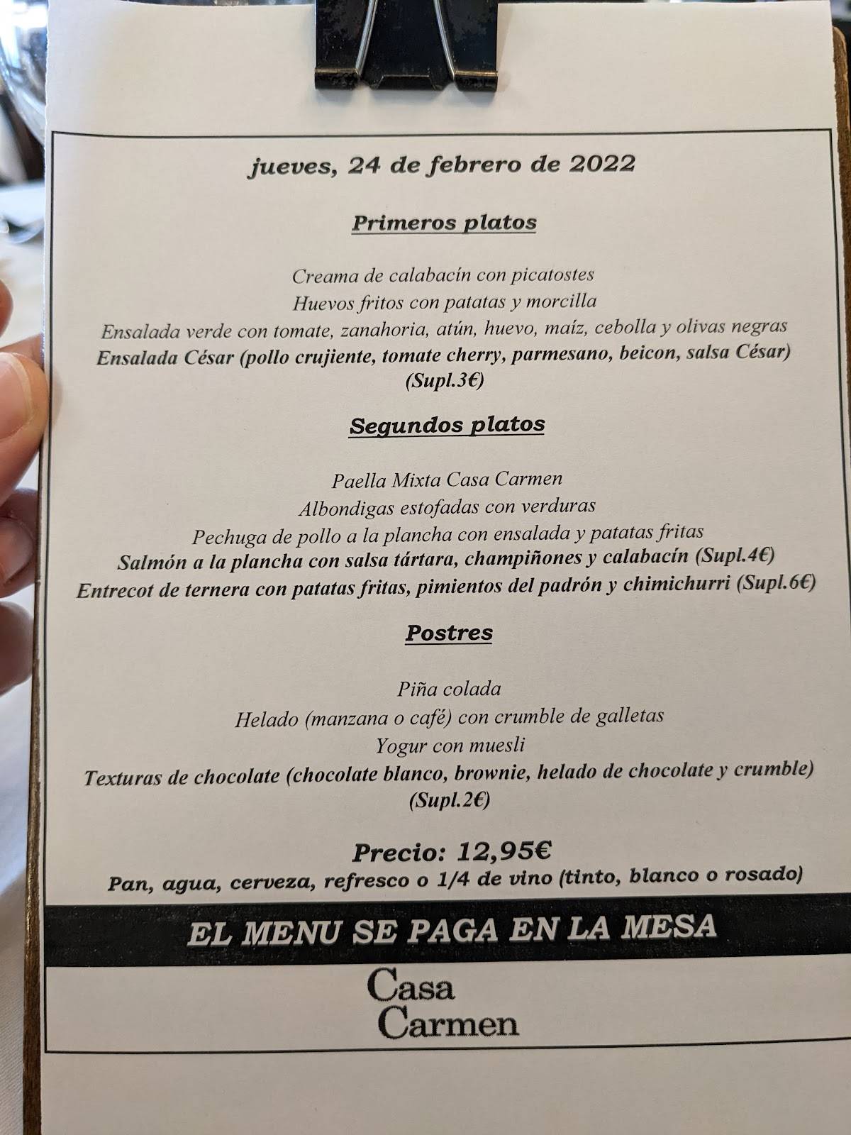 Carta del restaurante Casa Carmen Diagonal Mar, Barcelona, Centro ...