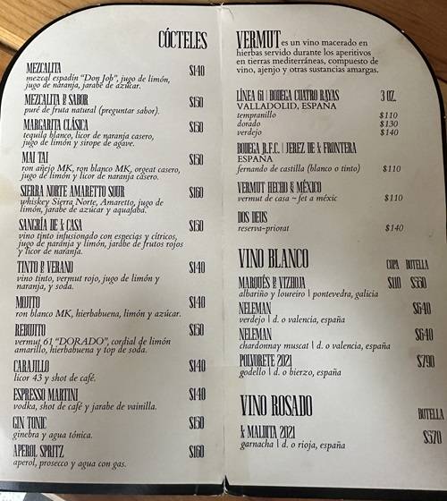Menu at Casa Celia Restaurante, Oaxaca
