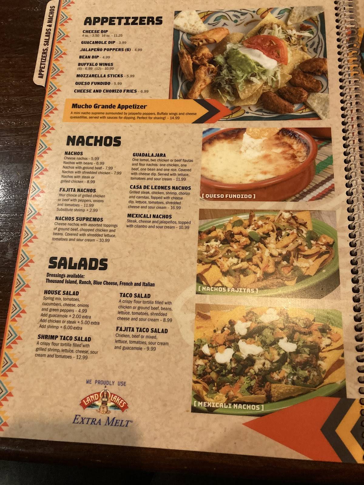 Menu at Casa De Leones Mexican Grill restaurant, Covington