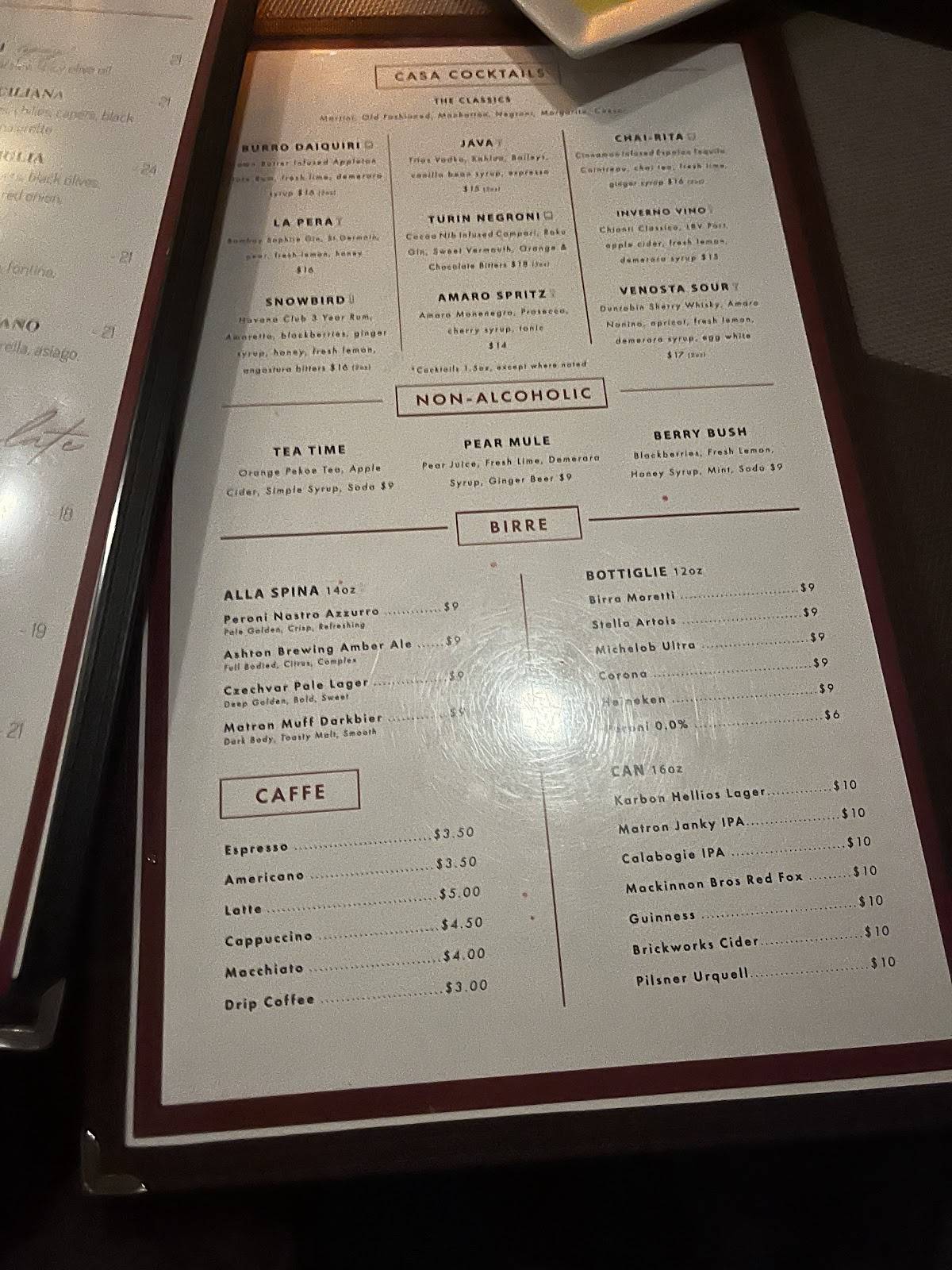 Menu at Casa Domenico pub & bar, Kingston