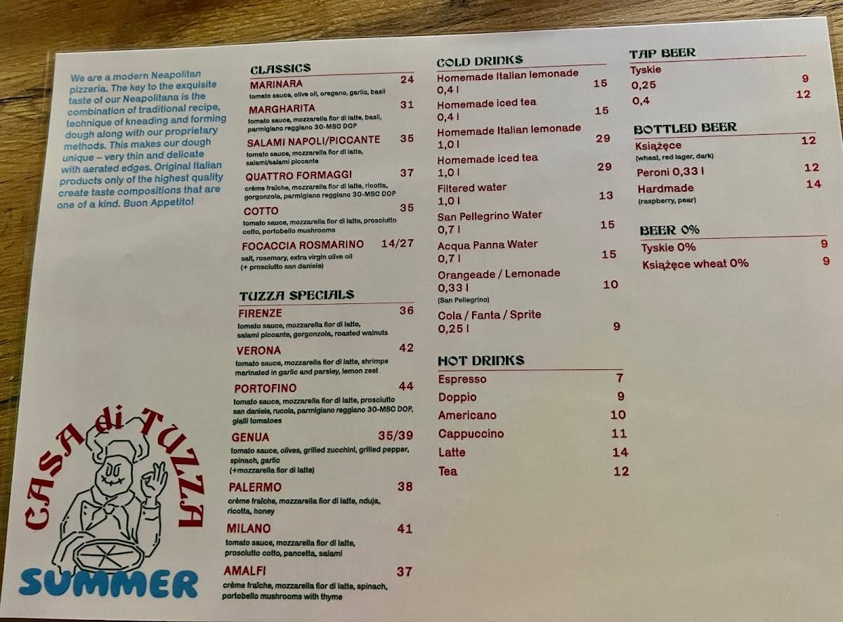 Menu at Casa di Tuzza Summer - Pizza Neapolitańska restaurant, Jastarnia
