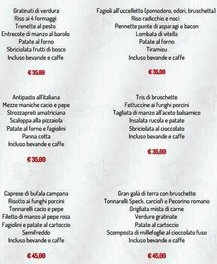 Menu at Casanova Restaurant, Rome, Via Rodi