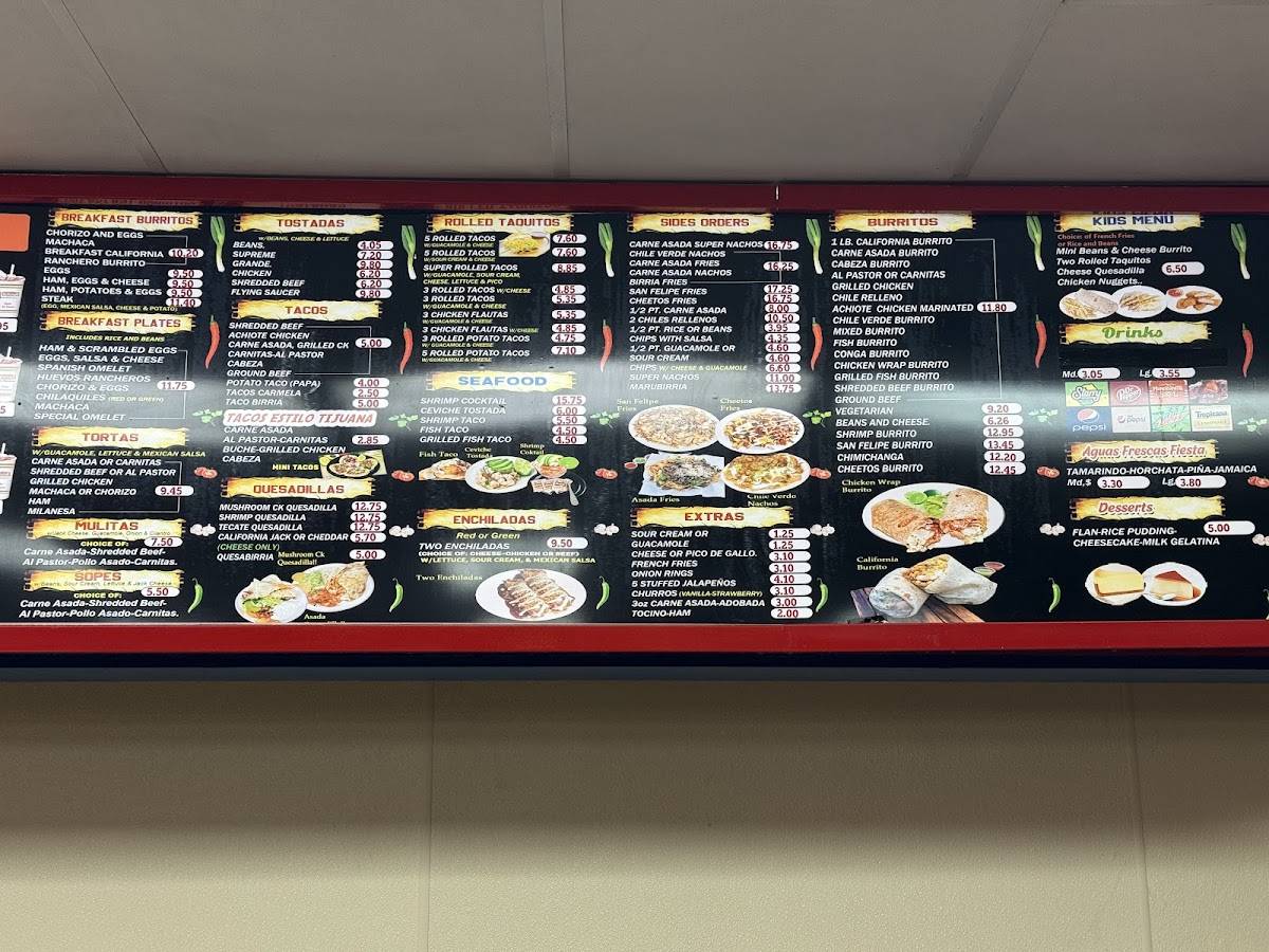 Menu at Castañeda's Mexican Food restaurant, San Diego, Clairemont Mesa ...