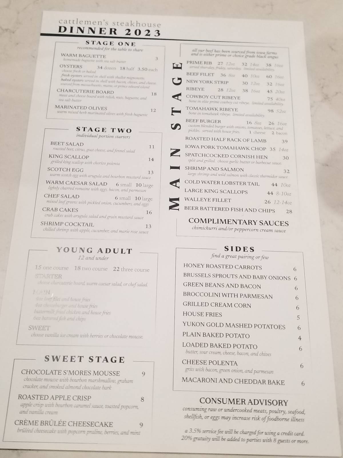 Menu at Cattlemen's Steakhouse, Sac City