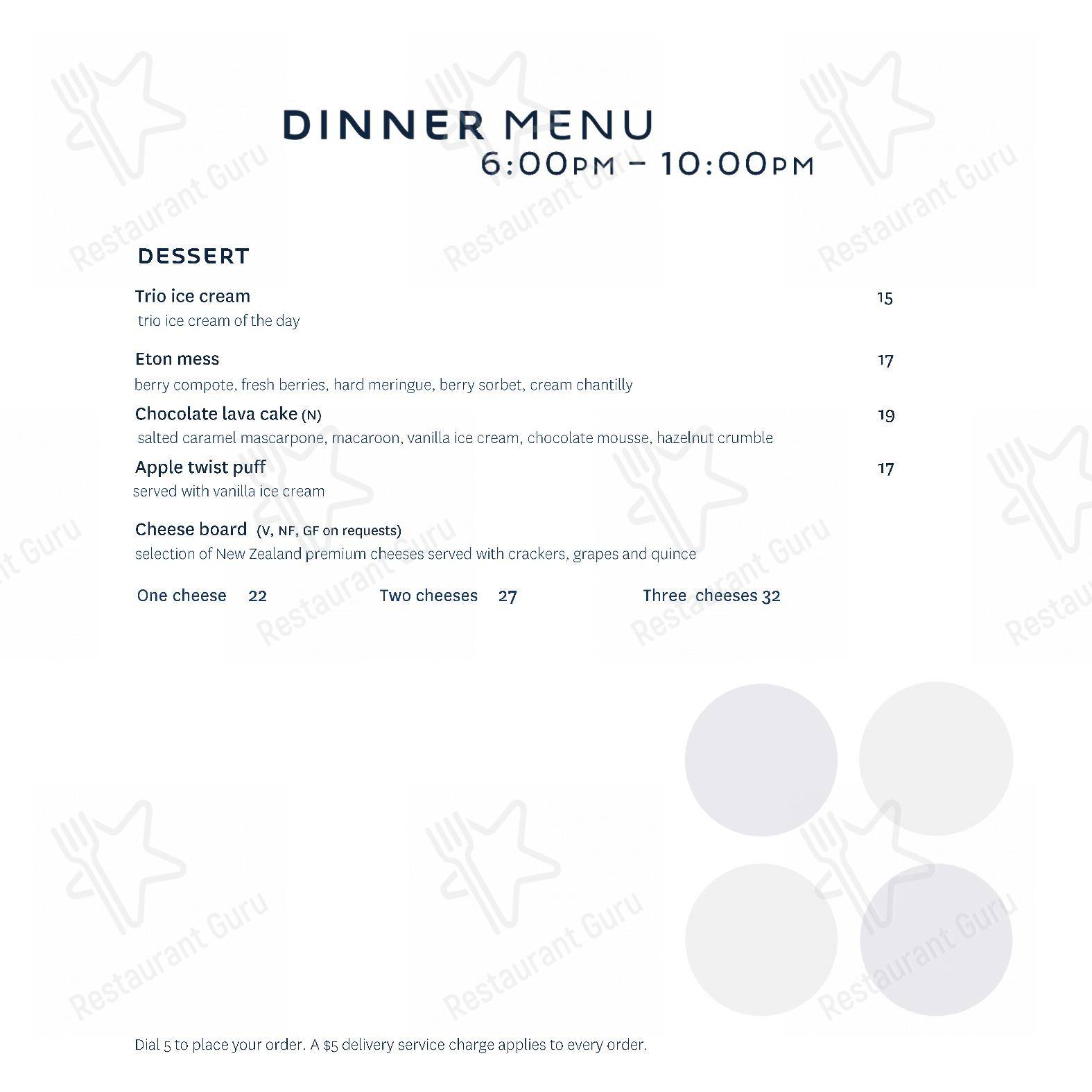 Menu at Caucus Restaurant, Wellington