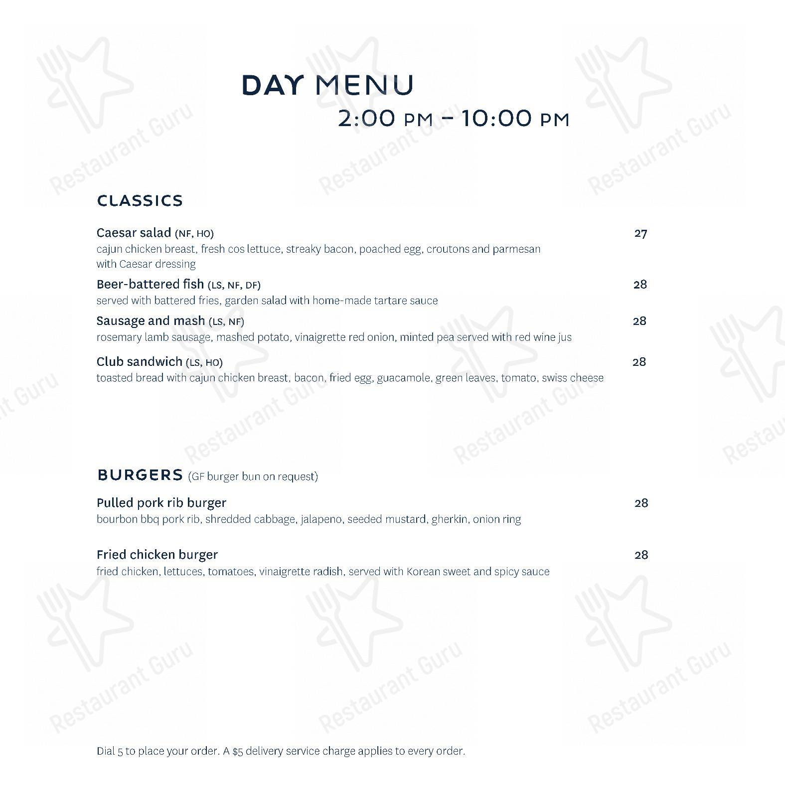 Menu at Caucus Restaurant, Wellington