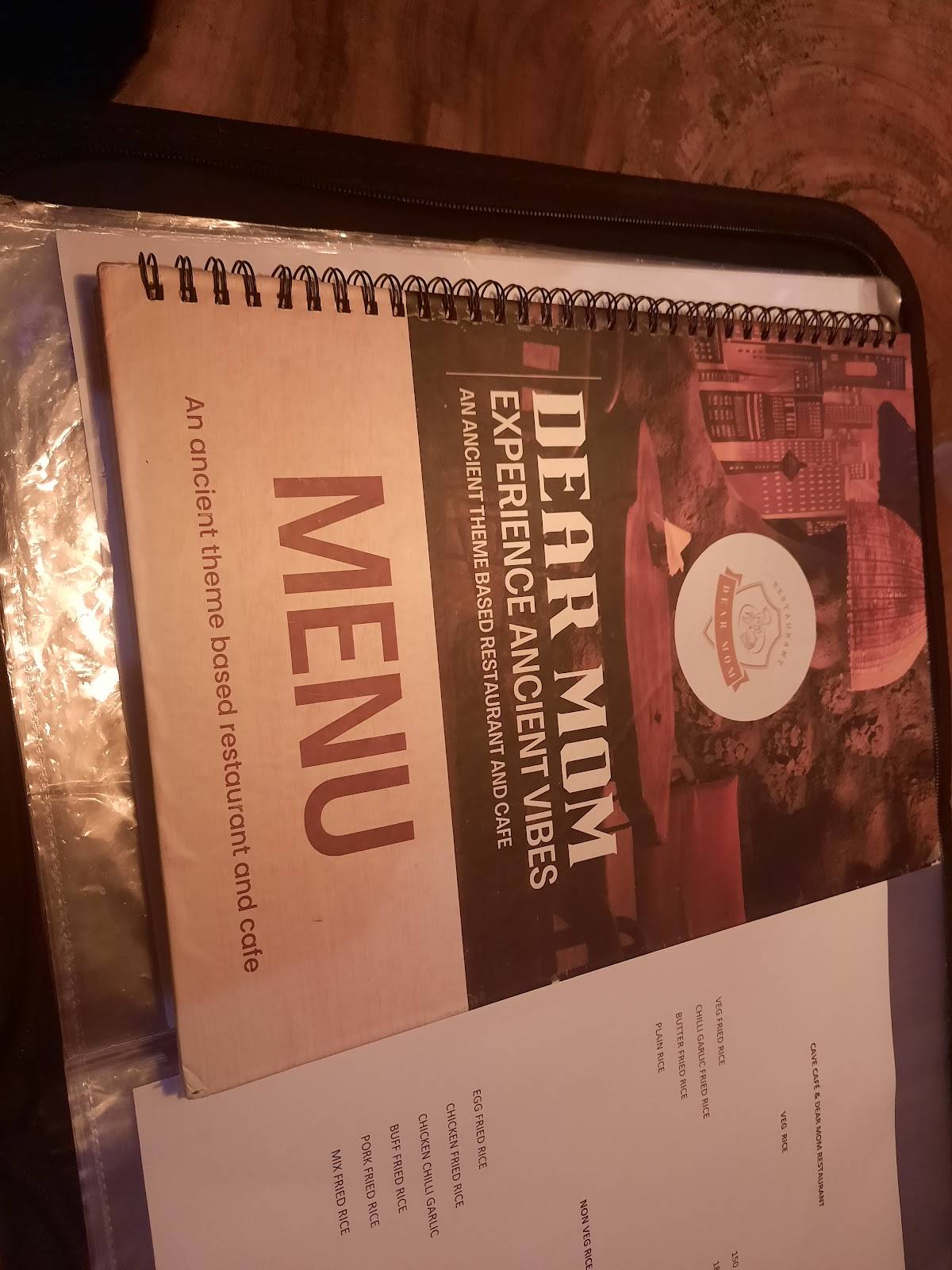 Menu at Cave cafe, New Delhi