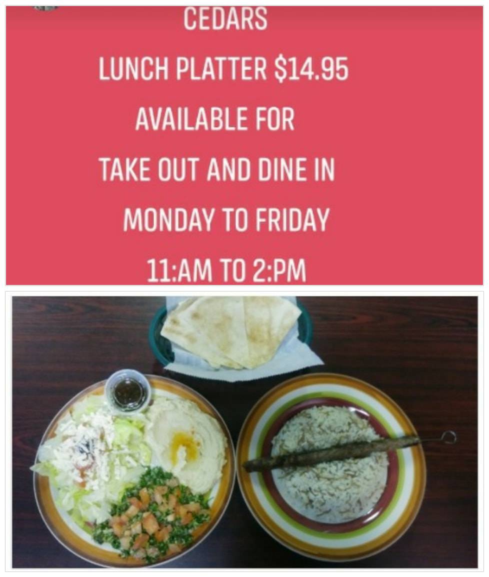 Menu at Cedars Mediterranean Cuisine restaurant, McMurray, Washington Rd