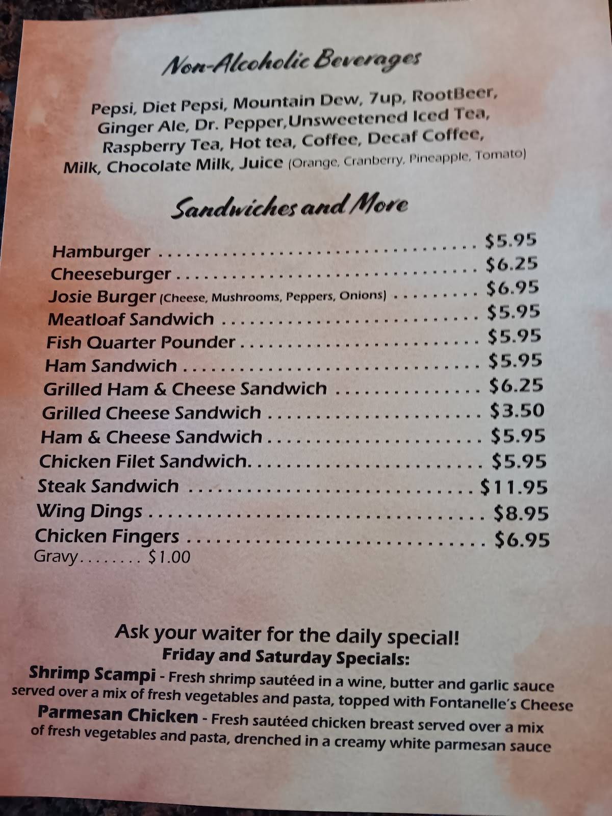 Menu at Central Hotel pub & bar, Curwensville, 300 Filbert St
