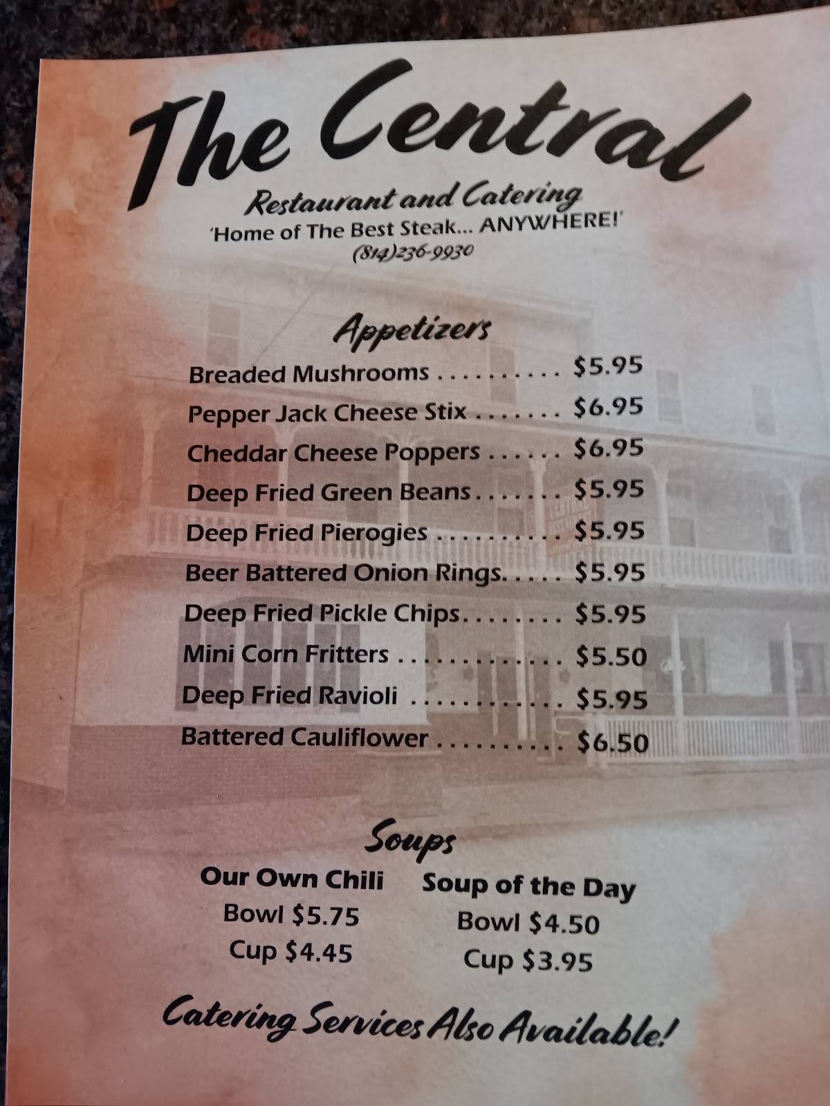 Menu at Central Hotel pub & bar, Curwensville, 300 Filbert St