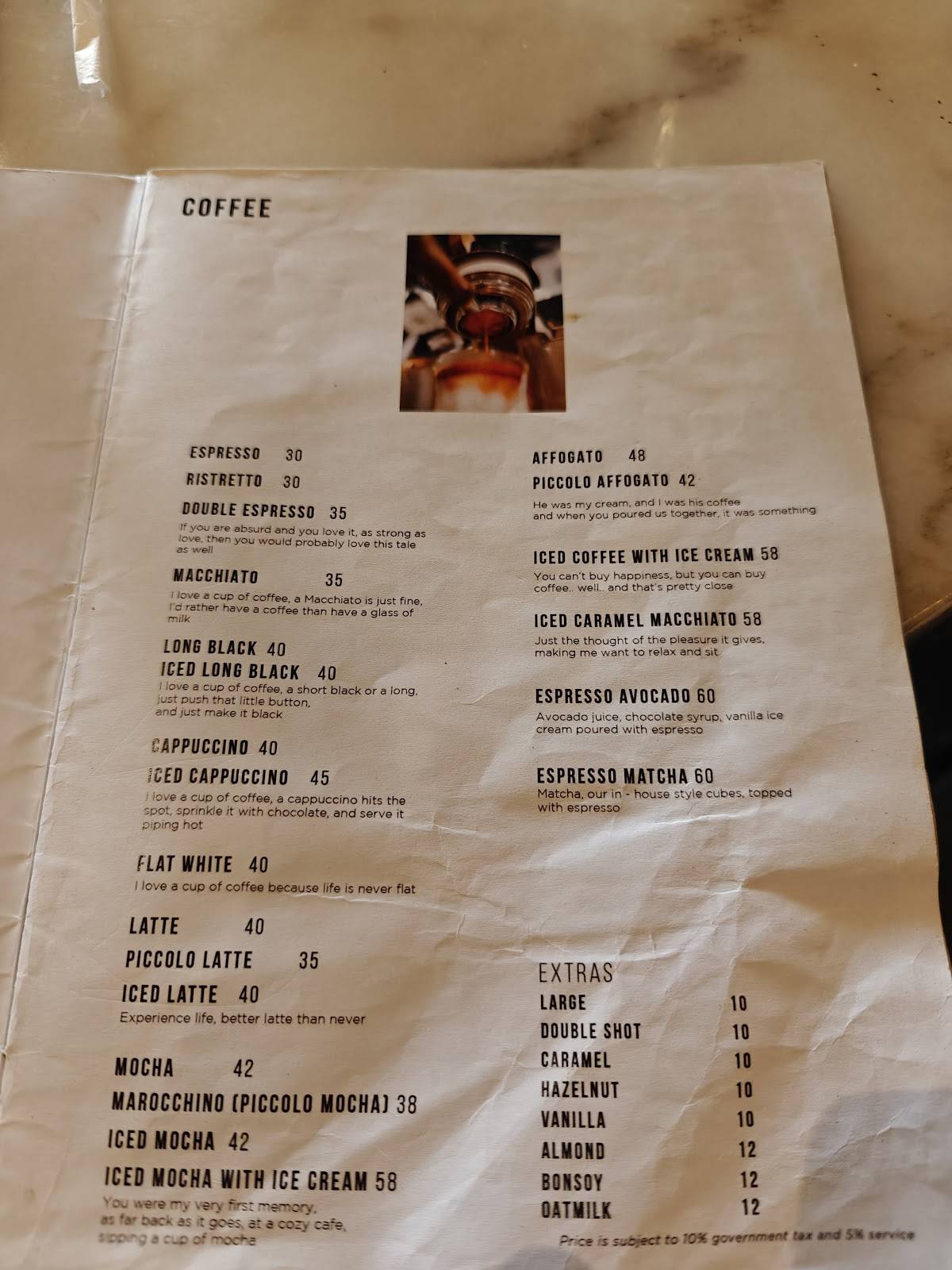 Menu at Pison Thamrin restaurant, Central Jakarta