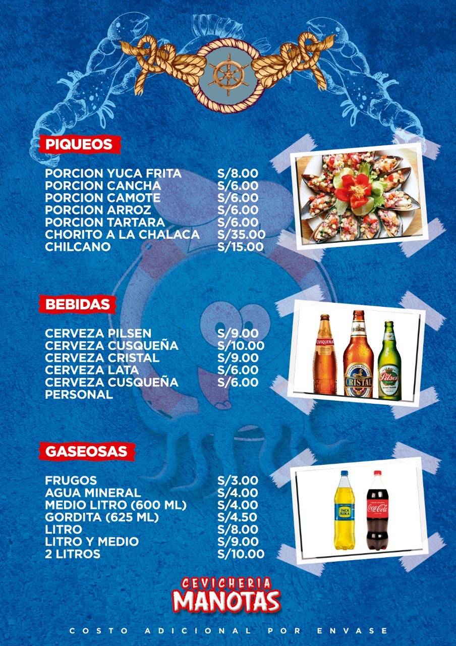 Carta del restaurante Cevicheria Manotas, Lima
