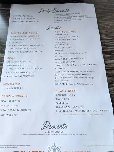 Menu at Chagrin Tavern steakhouse, Eastlake