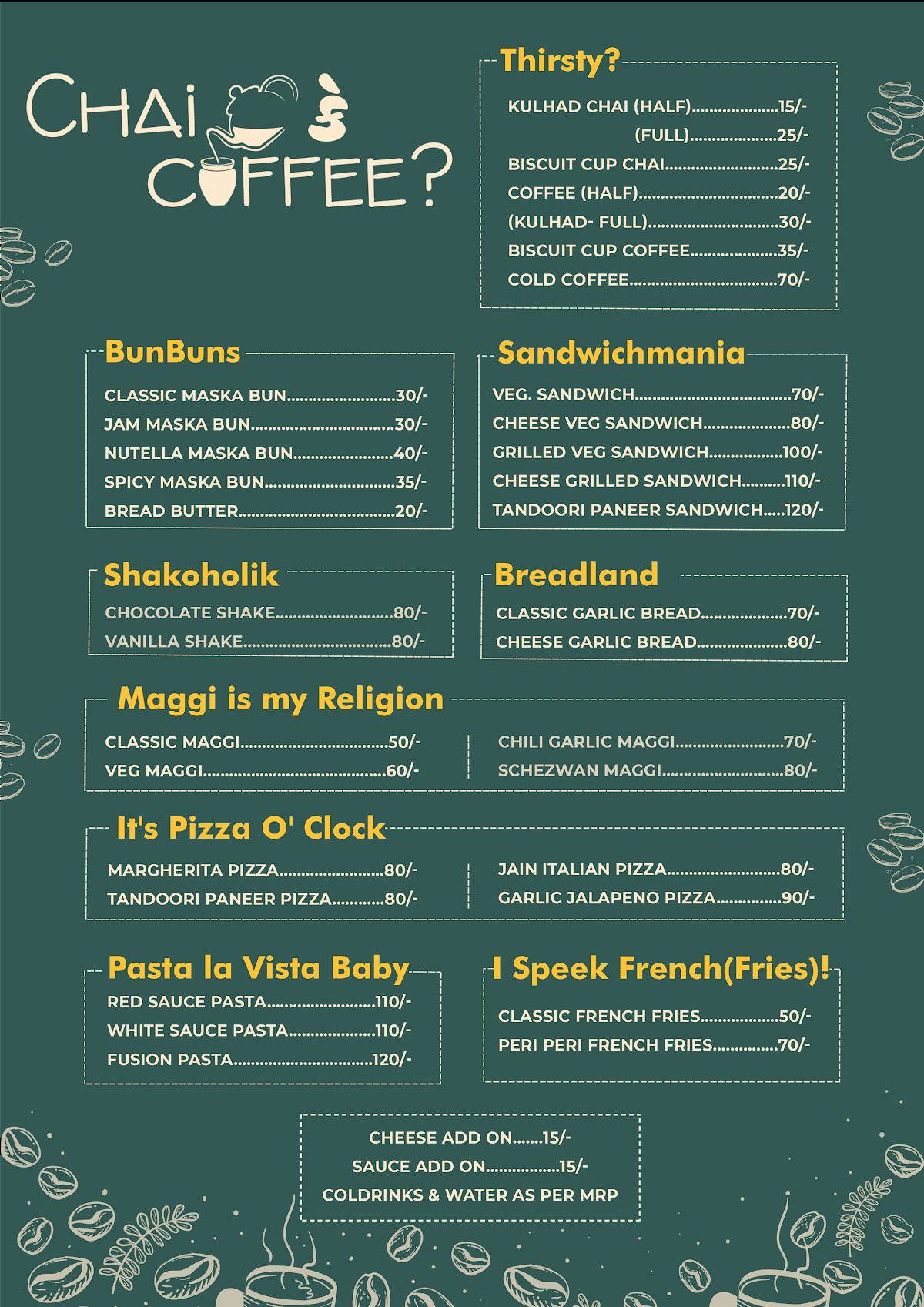 Menu at Chai Ke Coffee?, Vadodara
