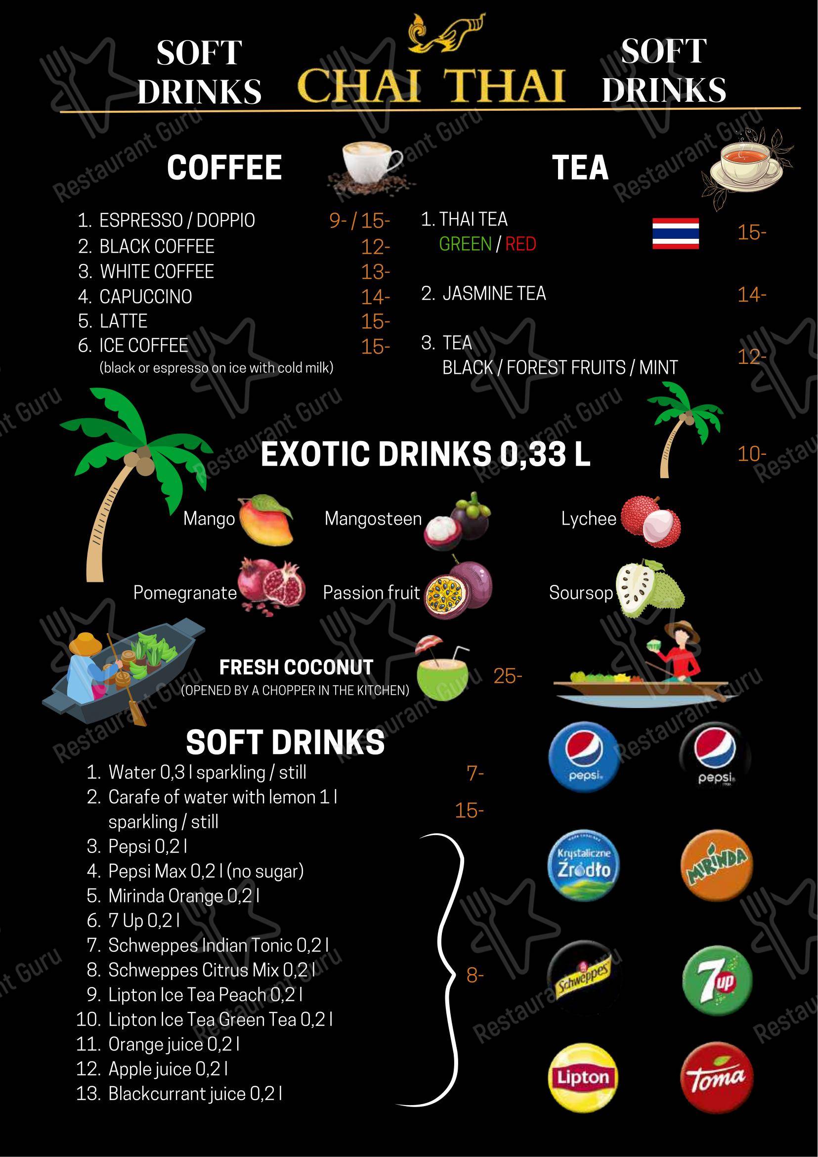 Menu at Chai Thai Restaurant, Wrocław
