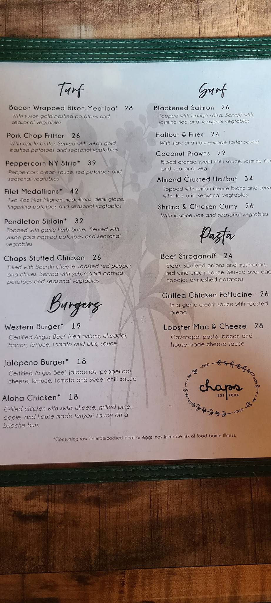 Menu at Chaps Diner and Bakery Spokane, Spokane