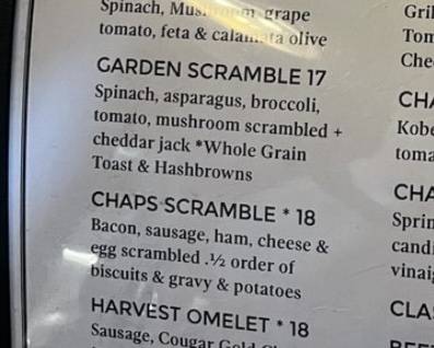Menu at Chaps Diner and Bakery Spokane, Spokane