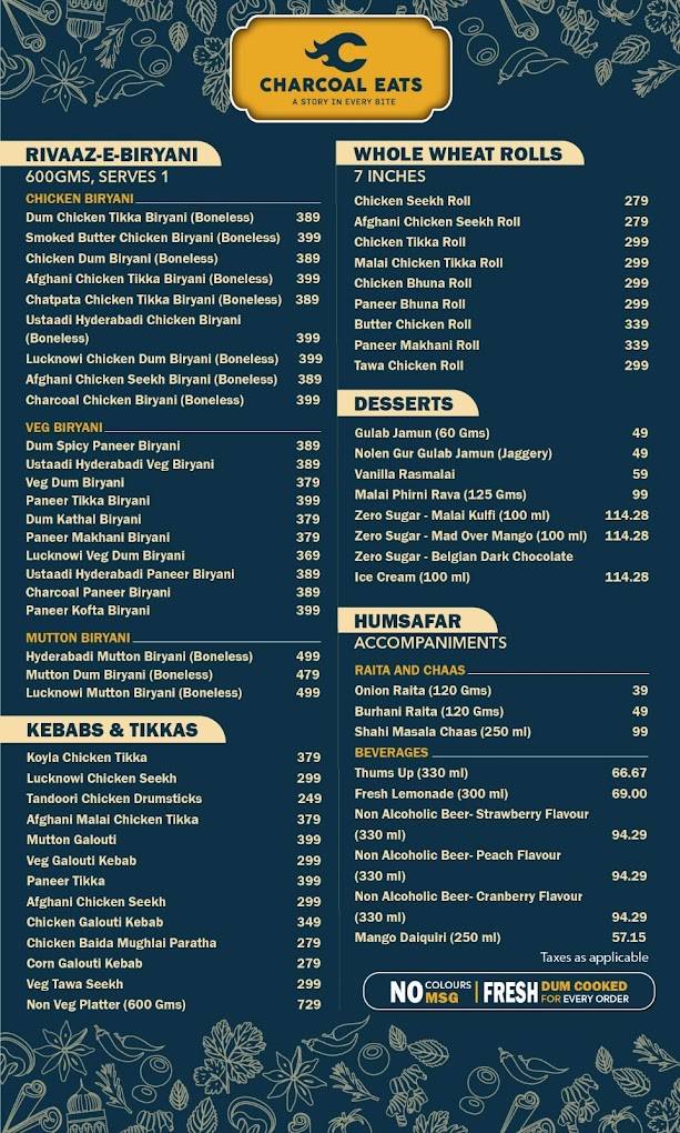 Menu at Charcoal Eats - Kalina, Mumbai, Shop no.29