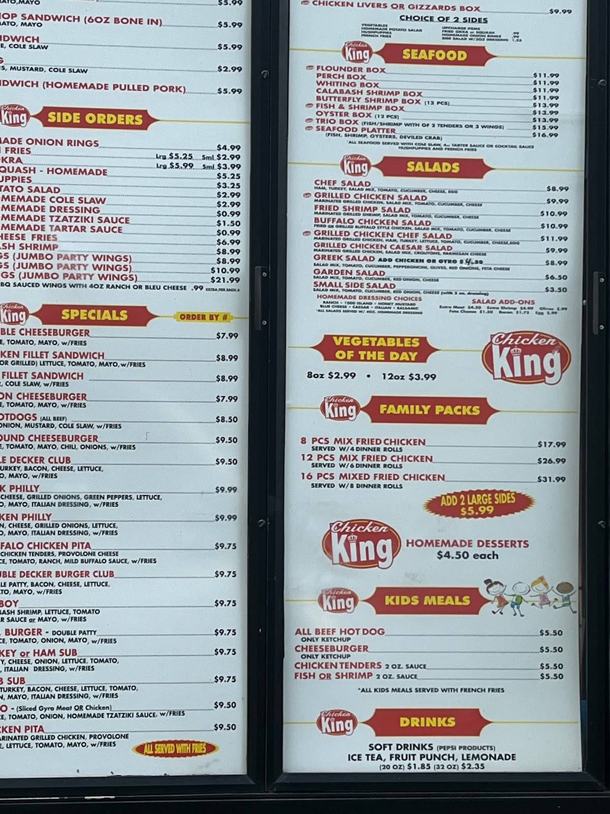 Menu at Chicken King fast food, Charlotte, E W.T. Harris Blvd