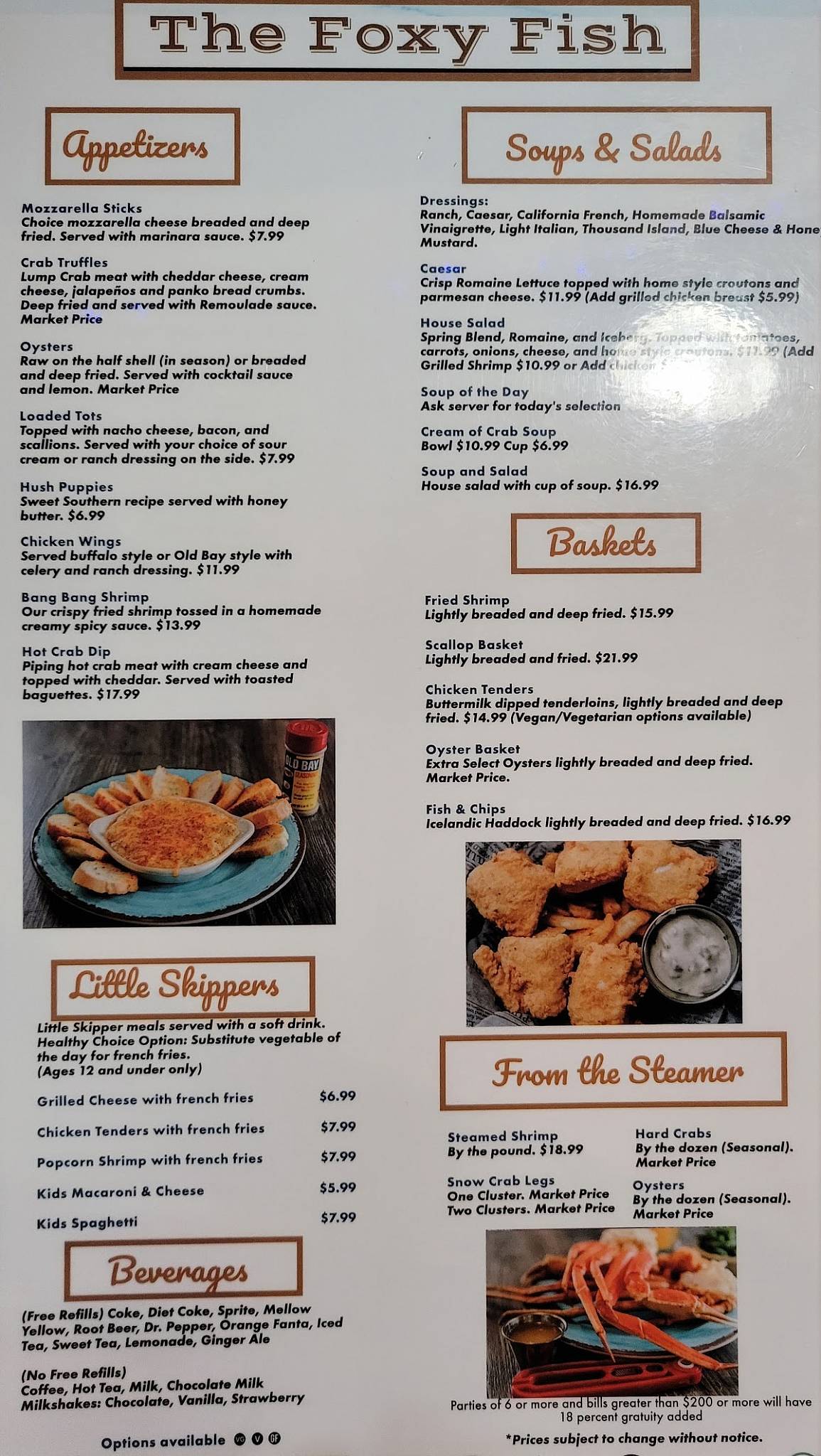 Menu at The Foxy Fish restaurant, Mechanicsville