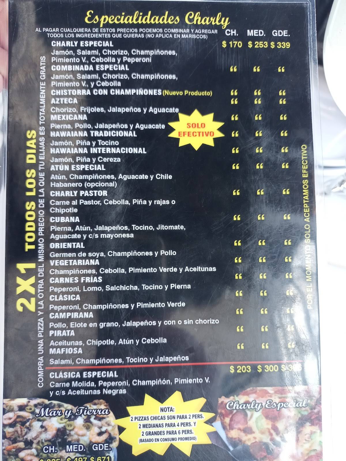 Carta del restaurante Charly Pizza Cupido Los héroes Chalco, Chalco del ...