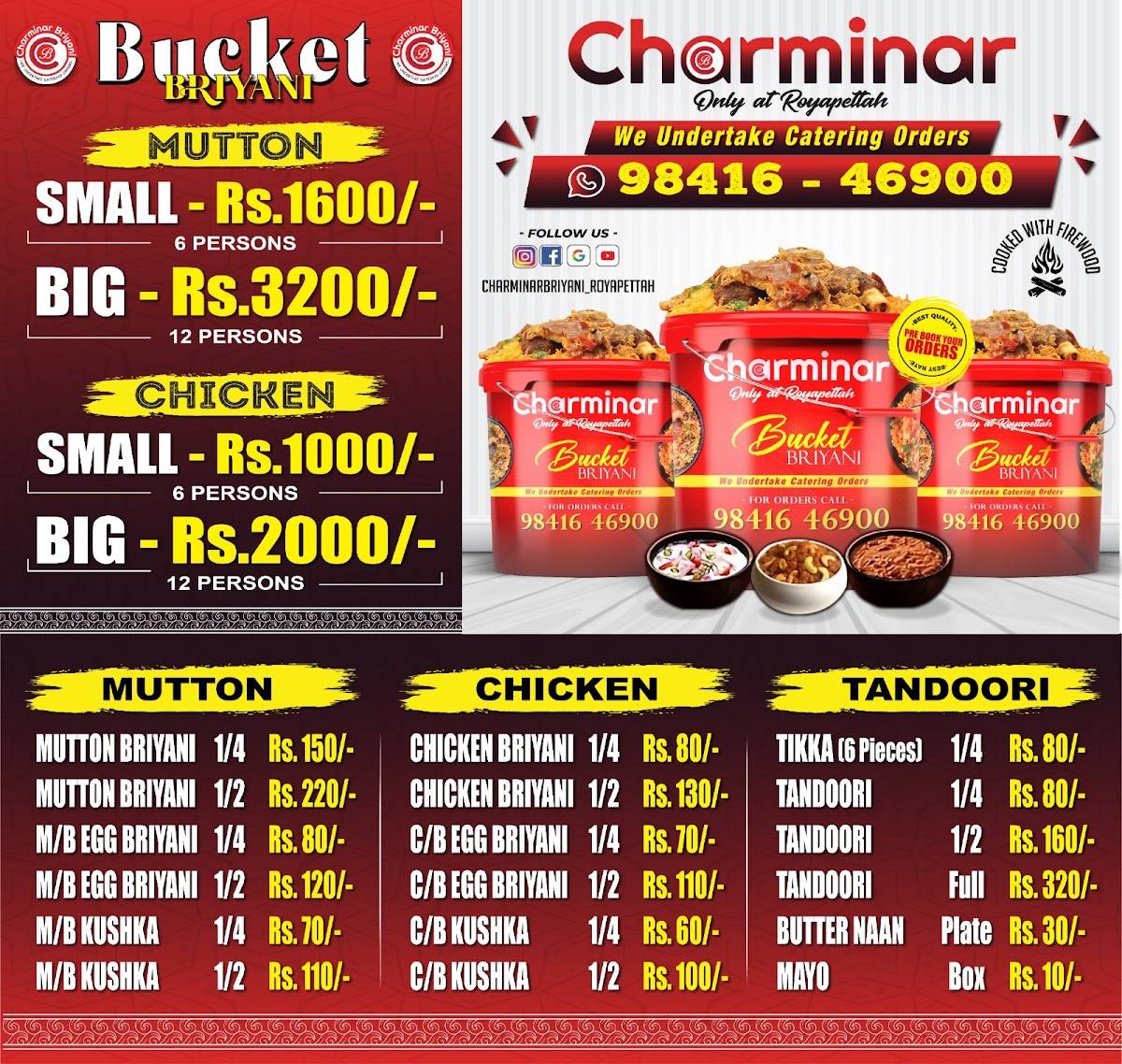 Menu at Charminar Biryani Centre, Chennai, Near