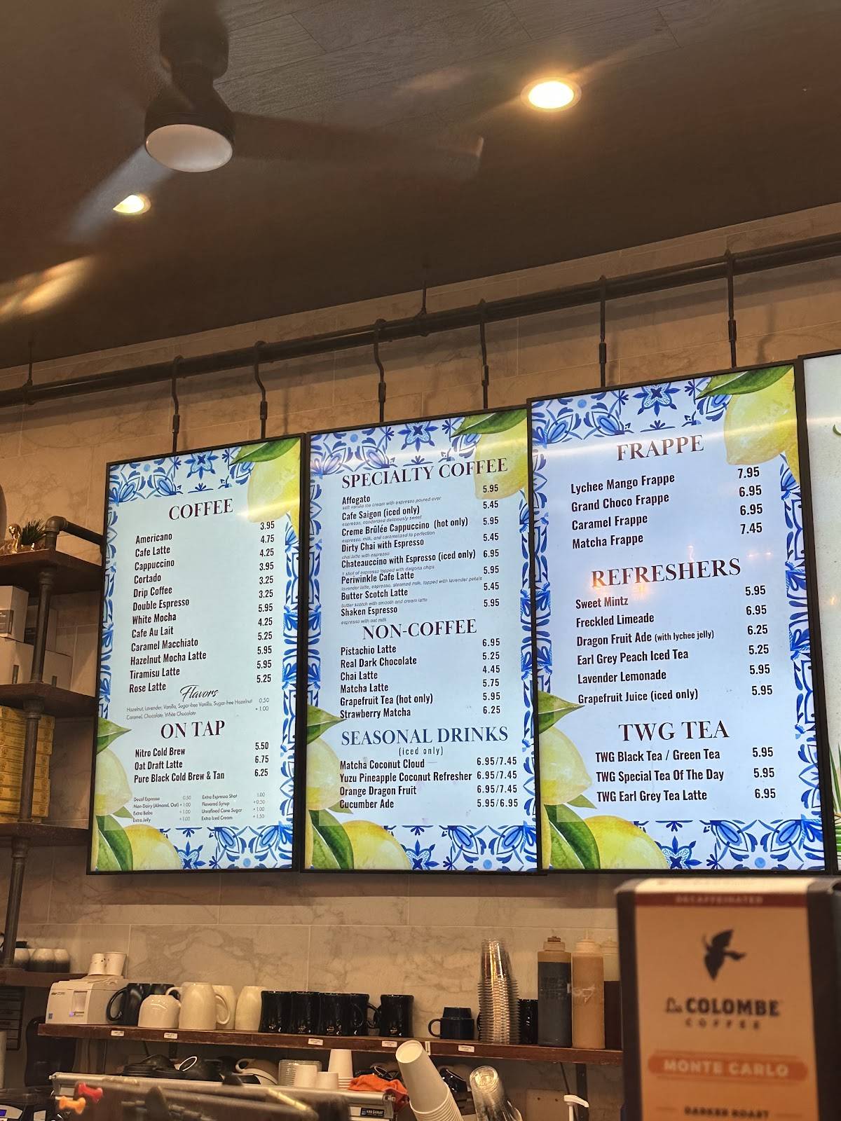 Carta de Chateau de Chantilly Cafe, Chantilly