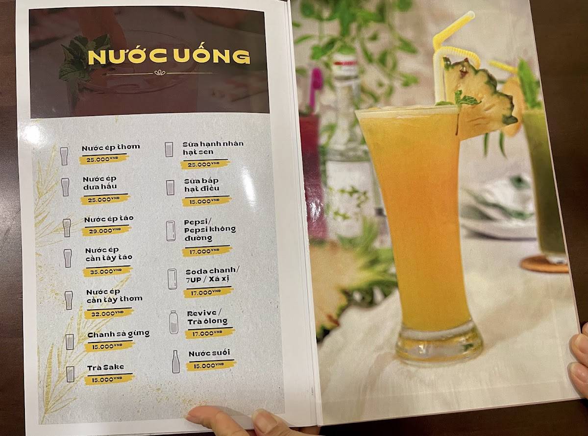 Menu at Chay DANAMI restaurant, Ho Chi Minh City